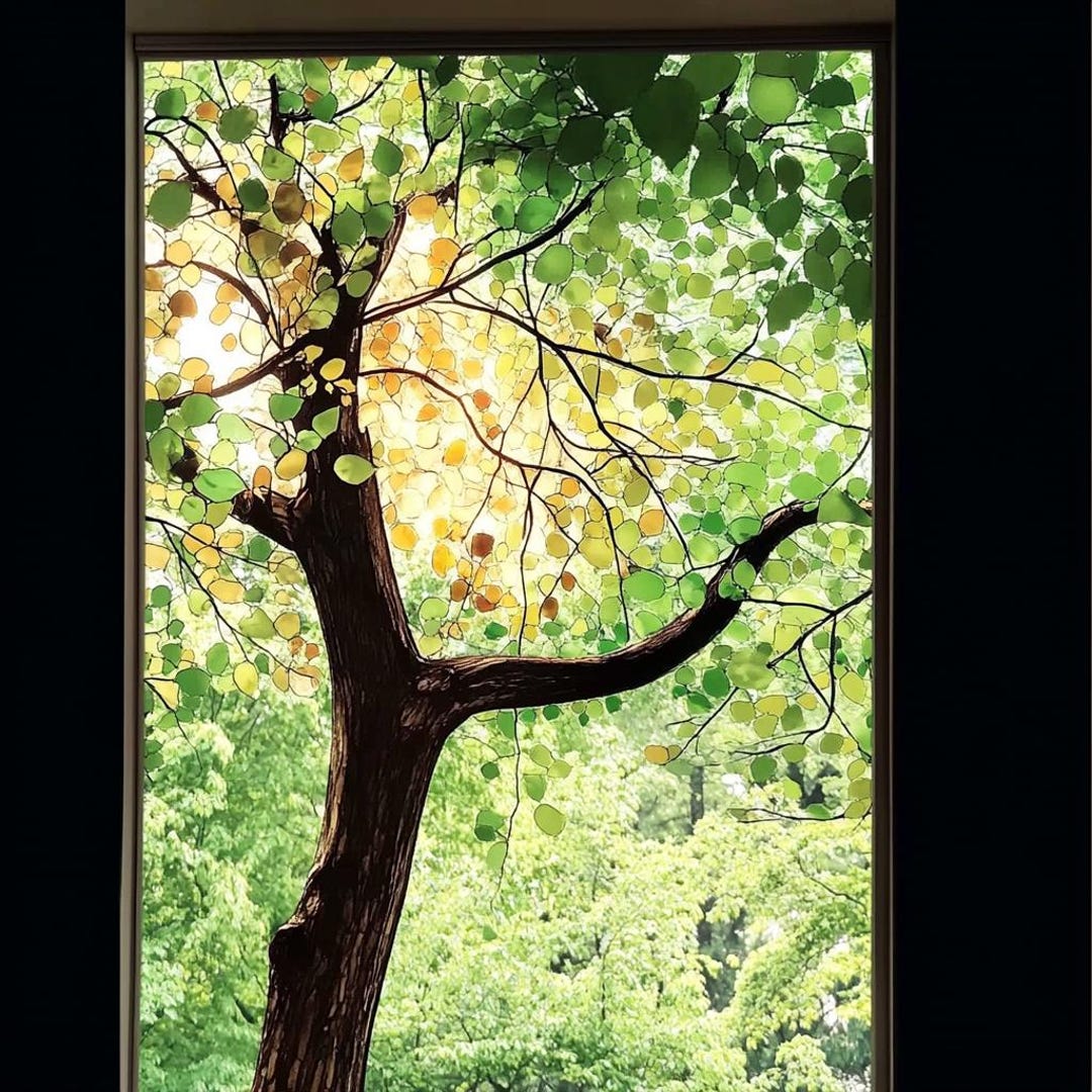 Lush Green Canopy Window Film: Semi-transparent Privacy and Decorative ...