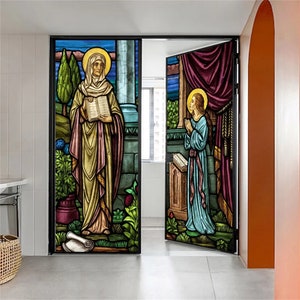 Window Stained Glass Film Door Sticker Christian Pictures Wall Stickers ...