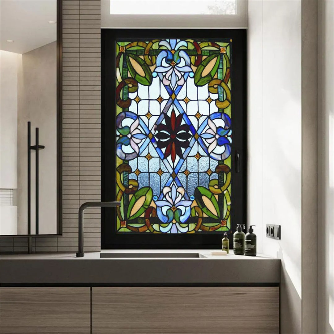 Custom Size Frosted Stained Glass Films for Vintage Door Sticker With ...