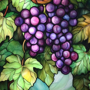 Custom Grape Stained Glass Window Film | Privacy Decorative Vineyard ...