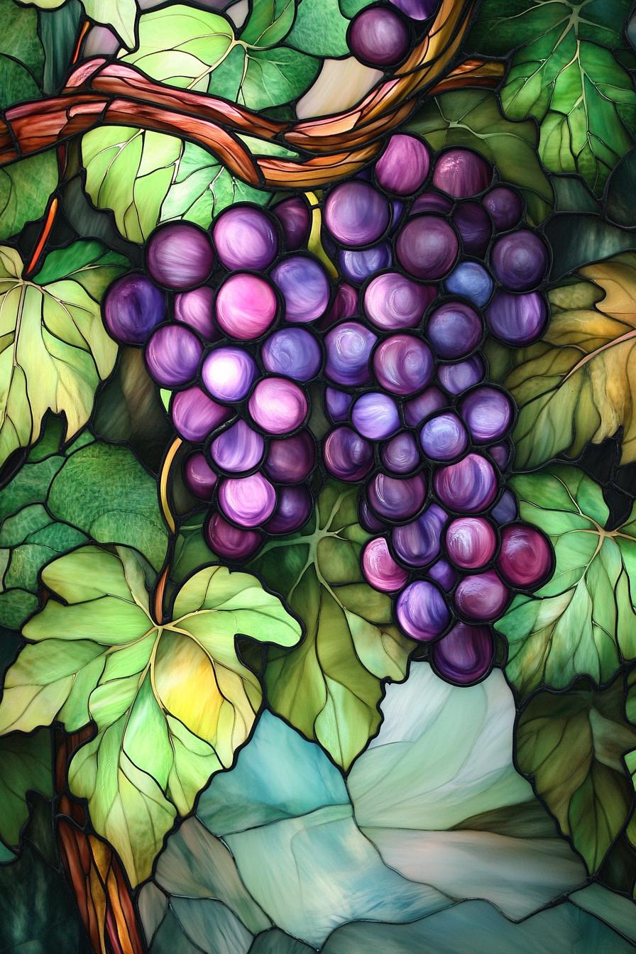 Custom Grape Stained Glass Window Film | Privacy Decorative Vineyard ...