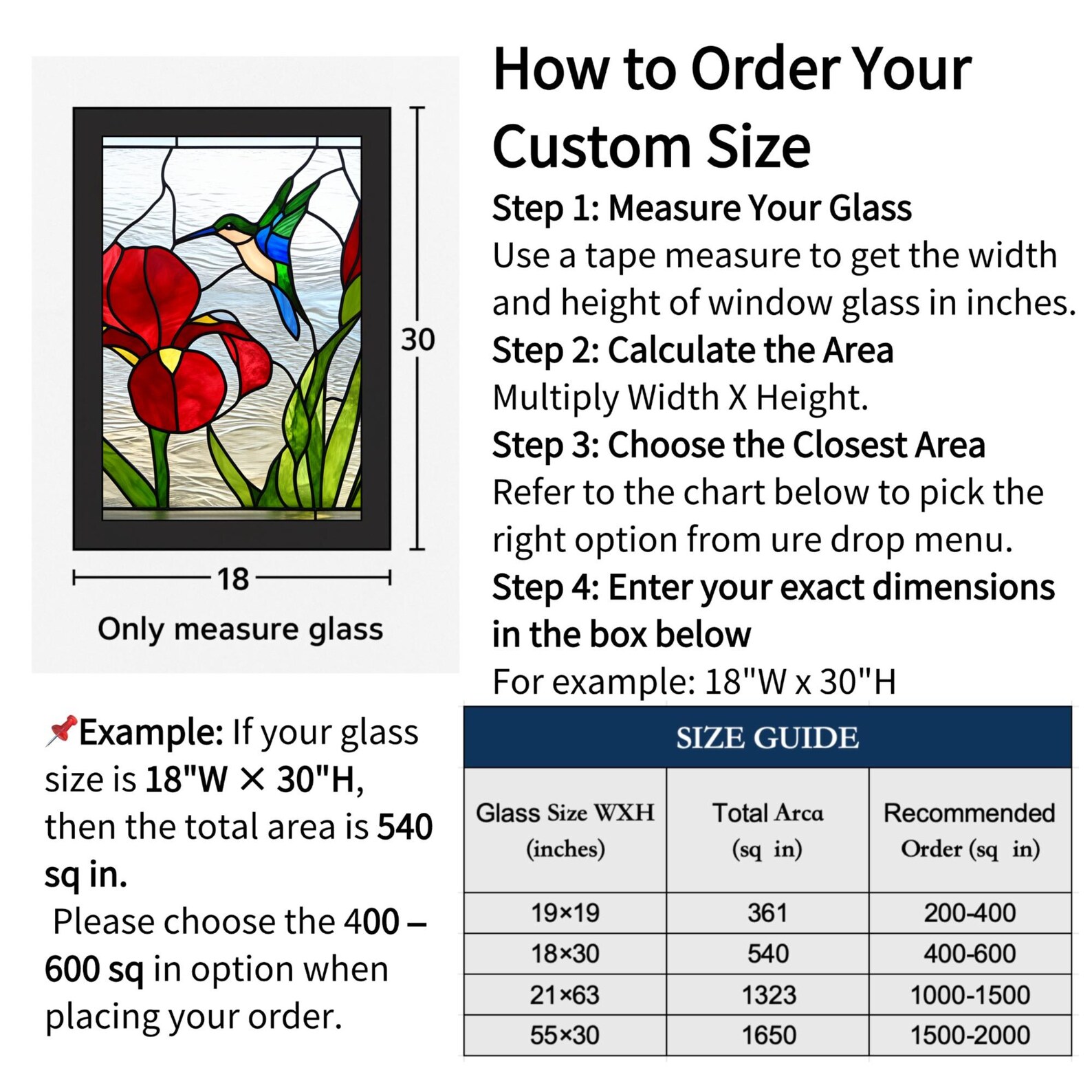 Stained Glass Window Film Hummingbird Flower Design Window Privacy Film ...