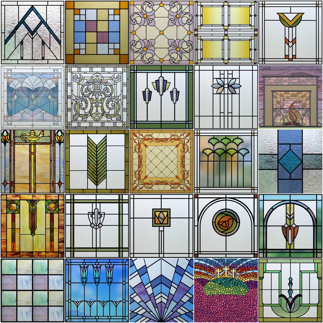 Customized Dimension Stained Glass Window Tint Frosted Privacy Static ...