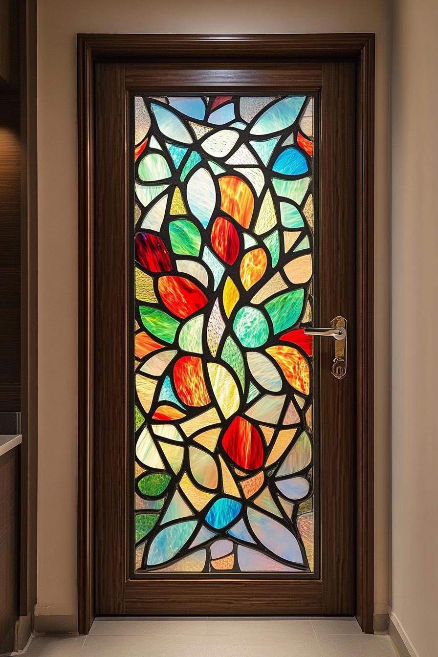 Colorful Stained Glass Window Film - Decorative Privacy Film for Doors ...