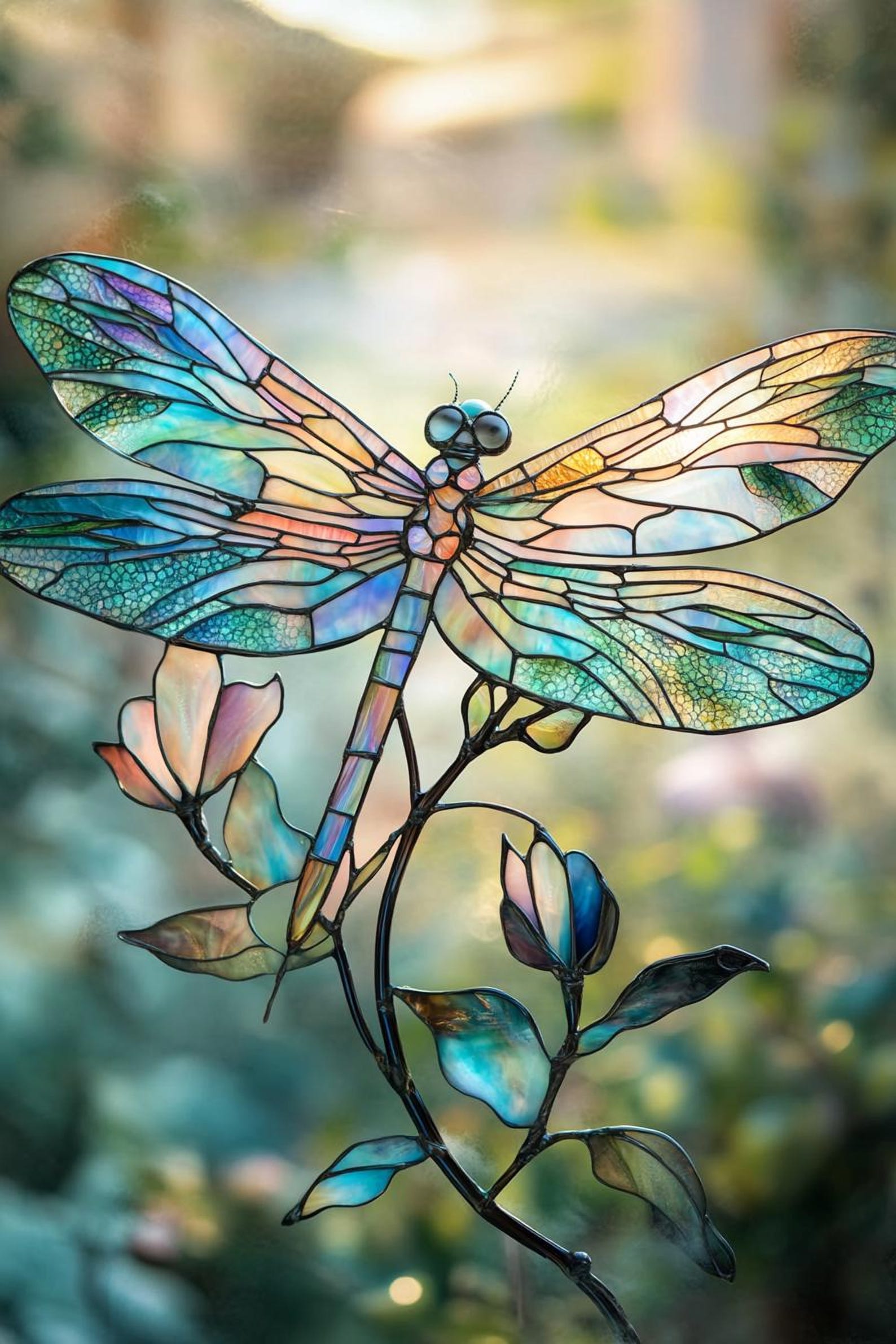 Custom Dragonfly Stained Glass Window Film | Privacy Cling for Kitchen ...