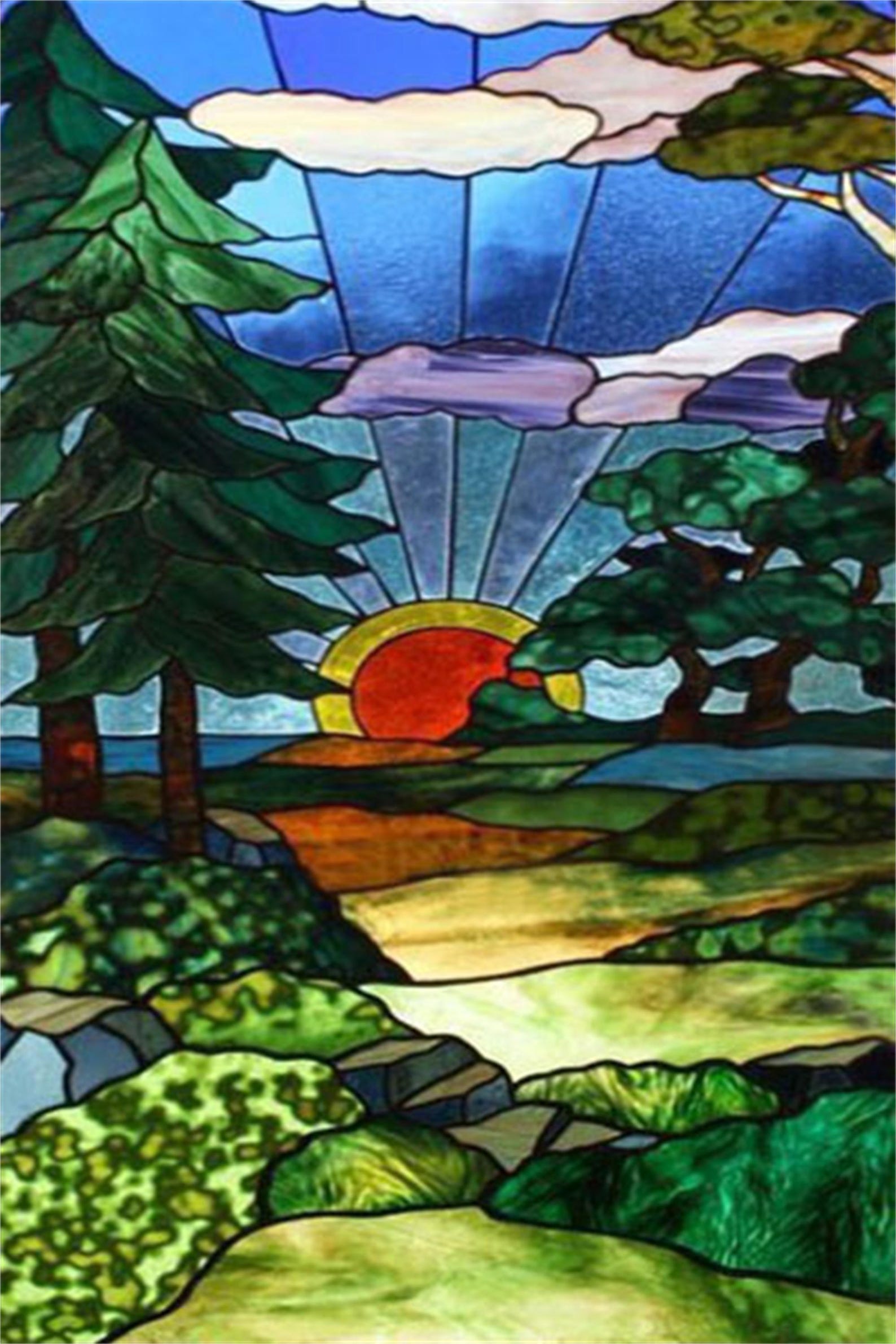 Custom-fitted Window Art - Static Cling Stained Glass for Vintage Door ...