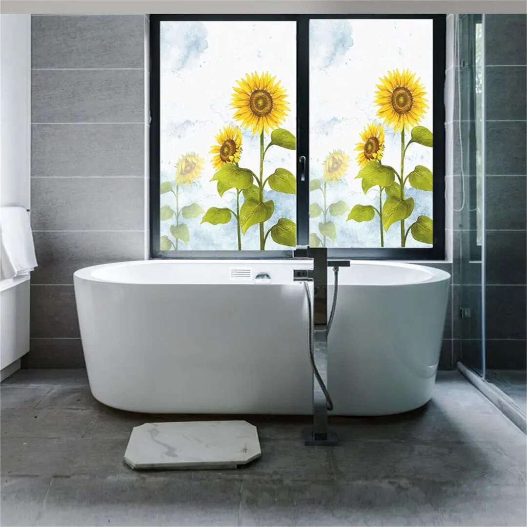 Sunflowers Pattern Privacy Window Film – Static Cling, UV Blocking ...