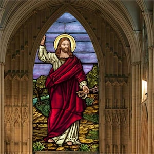 Window Stained Glass Film Door Sticker Christian Pictures Wall Stickers ...