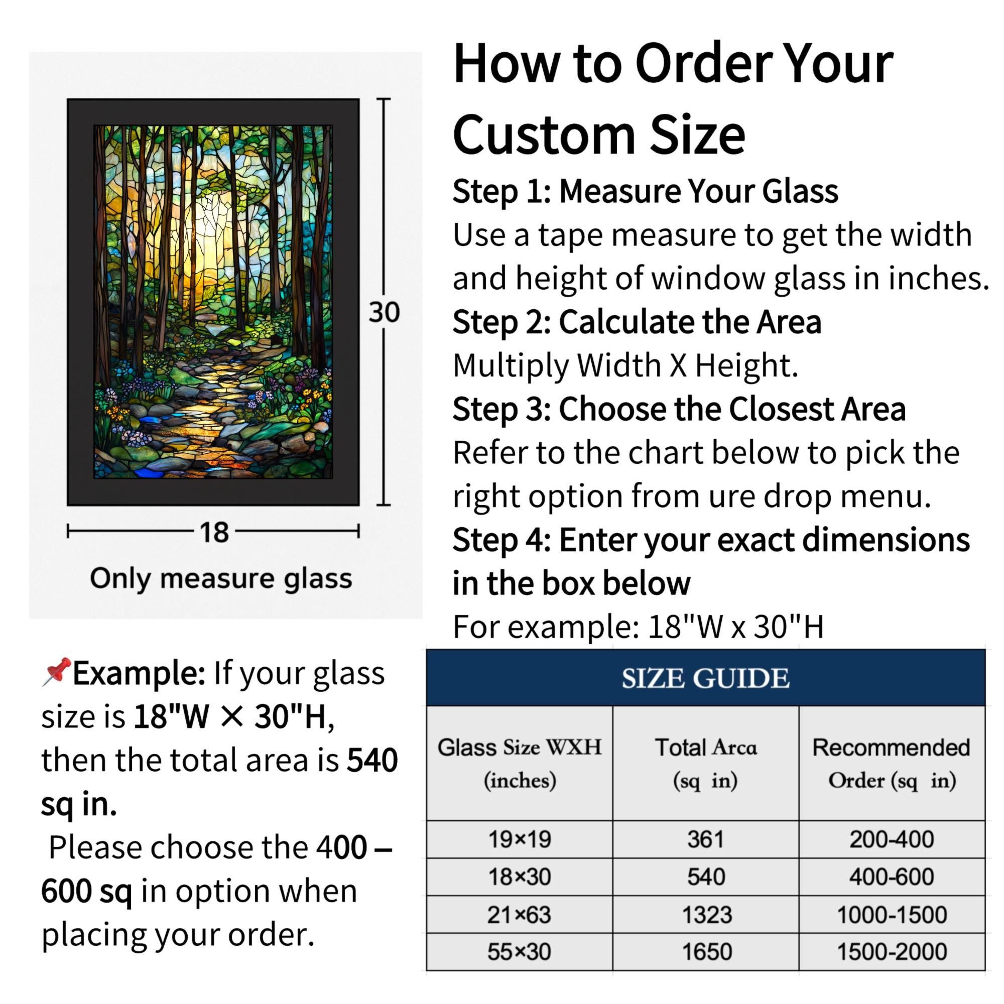 Forest Path Stained Glass Window Film – Woodland Sunset Privacy Window ...