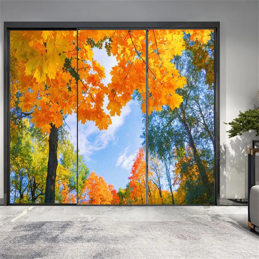 Custom Size Maple Tree Window Privacy Film – Stained Glass Style ...