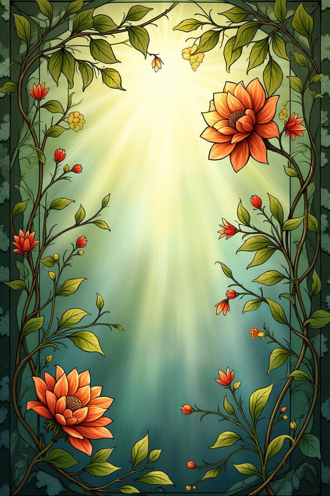 Custom Nature Stained Glass Window Film – Botanical Vine Design Static ...