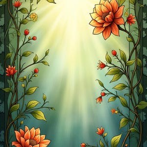 Custom Nature Stained Glass Window Film – Botanical Vine Design Static ...