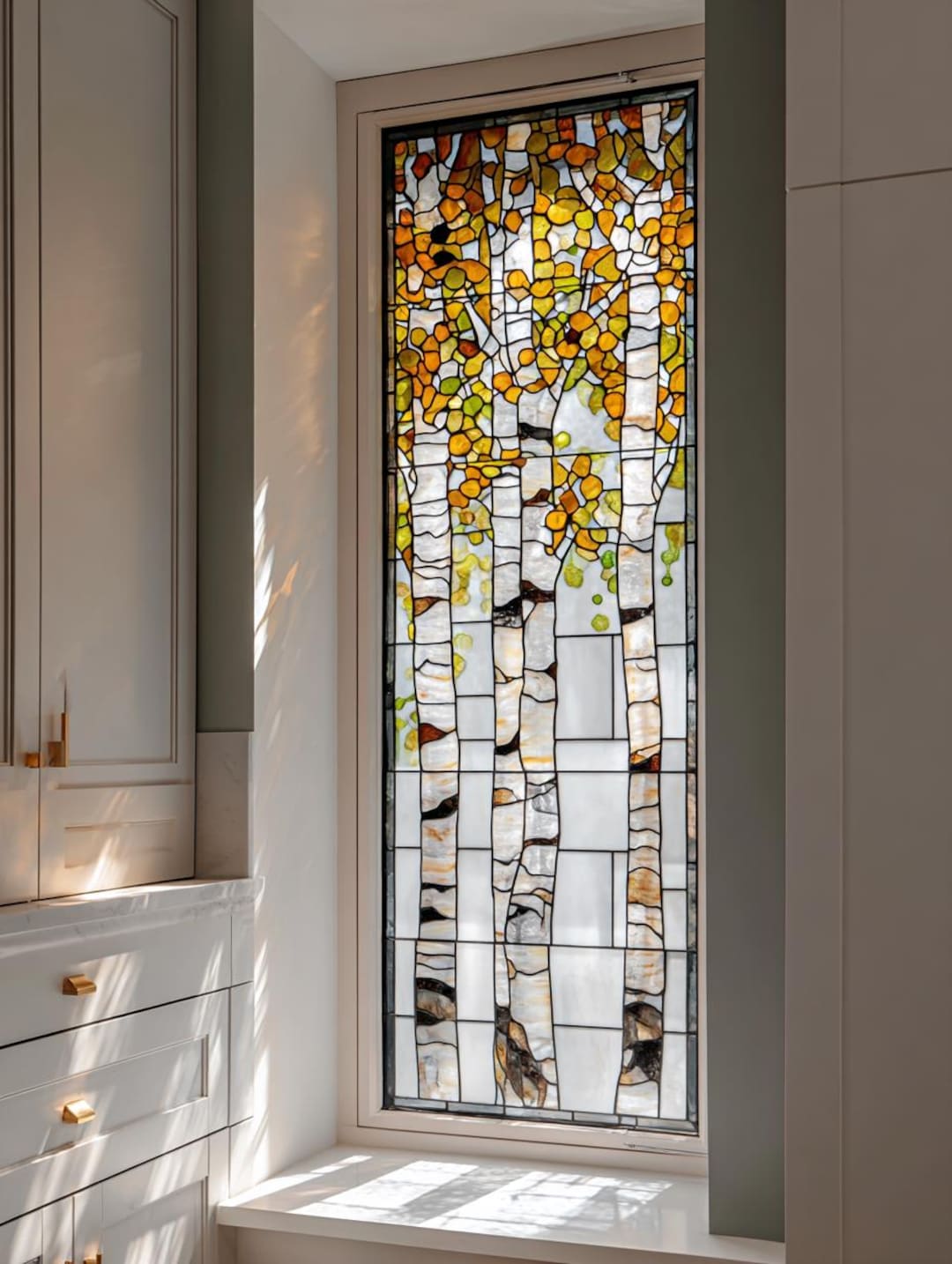Aspen Tree Stained Glass Window Film • Custom Size • Privacy Decor ...