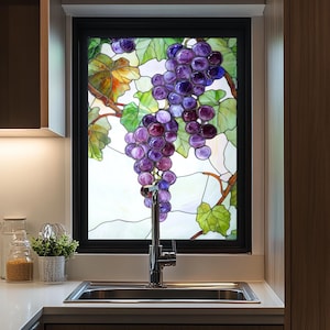 Custom Grape Stained Glass Window Film | Privacy Decorative Vineyard ...