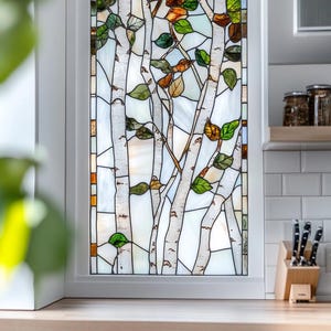 Birch Tree Stained Glass Window Film - Decorative Privacy Film for ...