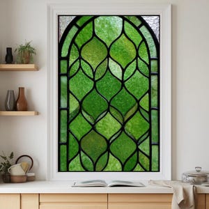 Vintage Green Geometric Stained Glass Window Film – Classic Privacy ...