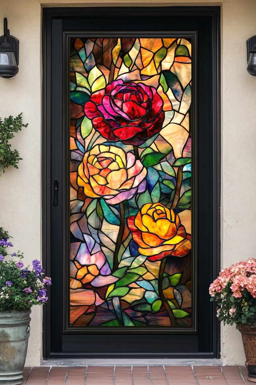 Colorful Stained Glass Window Film - Decorative Privacy Film for Doors ...