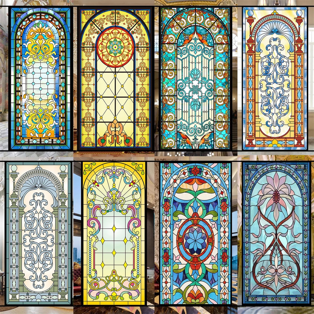Privacy Static Cling Stained Glass Films for Custom Size Matte Window ...