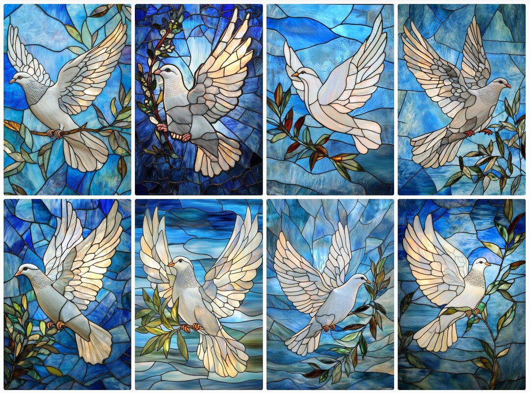 Peaceful Dove Stained Glass Window Film | Custom Privacy Cling for ...