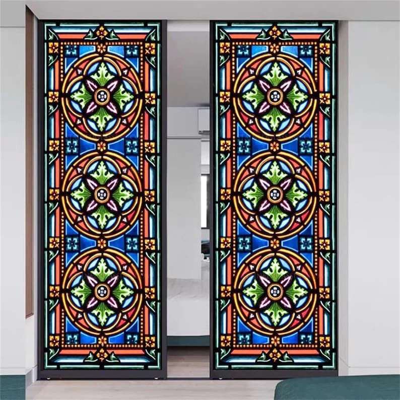 Custom Stained Glass Window Film - Privacy Vintage Pattern, Frosted ...