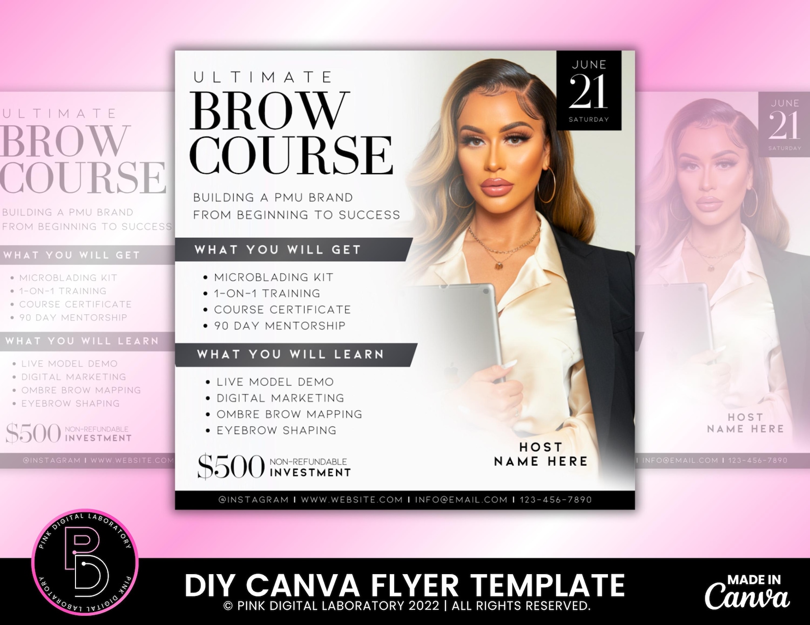 PMU Microblading Brow Course | Ultimate Permanent Makeup Class Flyer ...