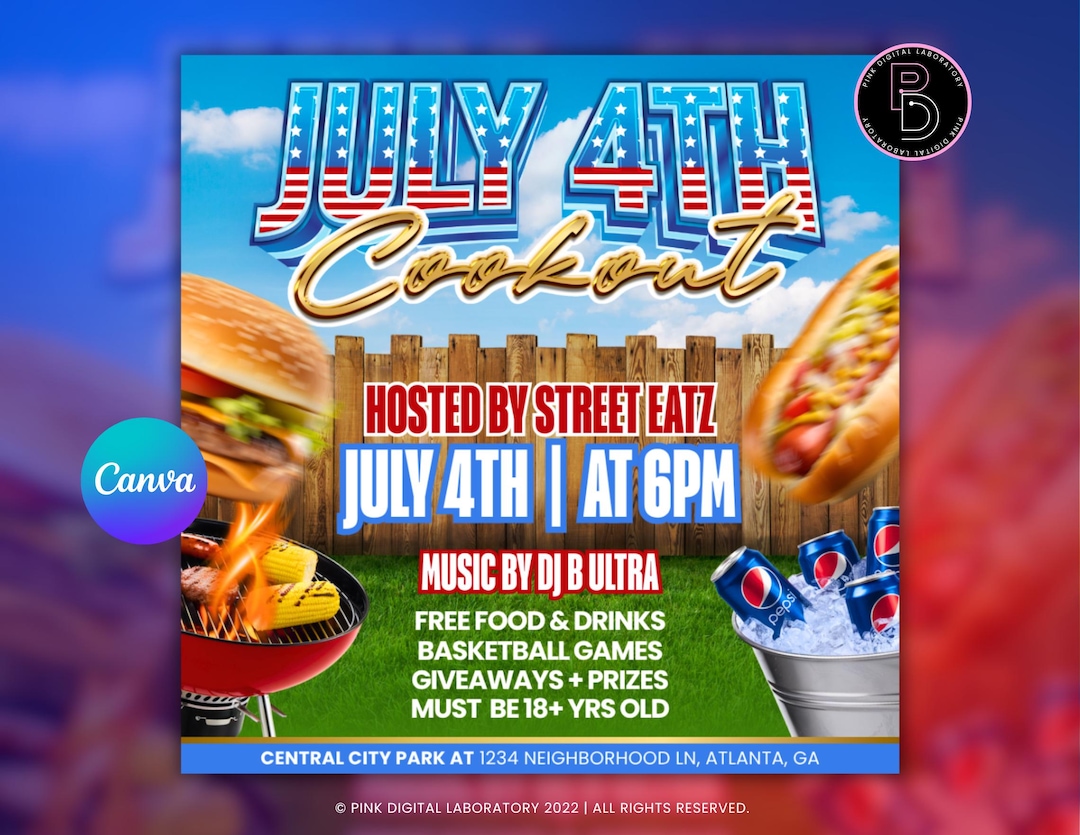 4th of July Cookout Flyer | July 4th BBQ Party Invitation ...