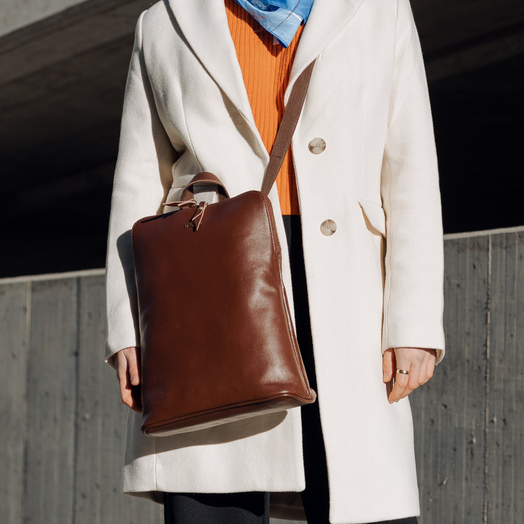 2in1 Premium Leather Backpack and Handbag Women's Handmade Full Leather ...