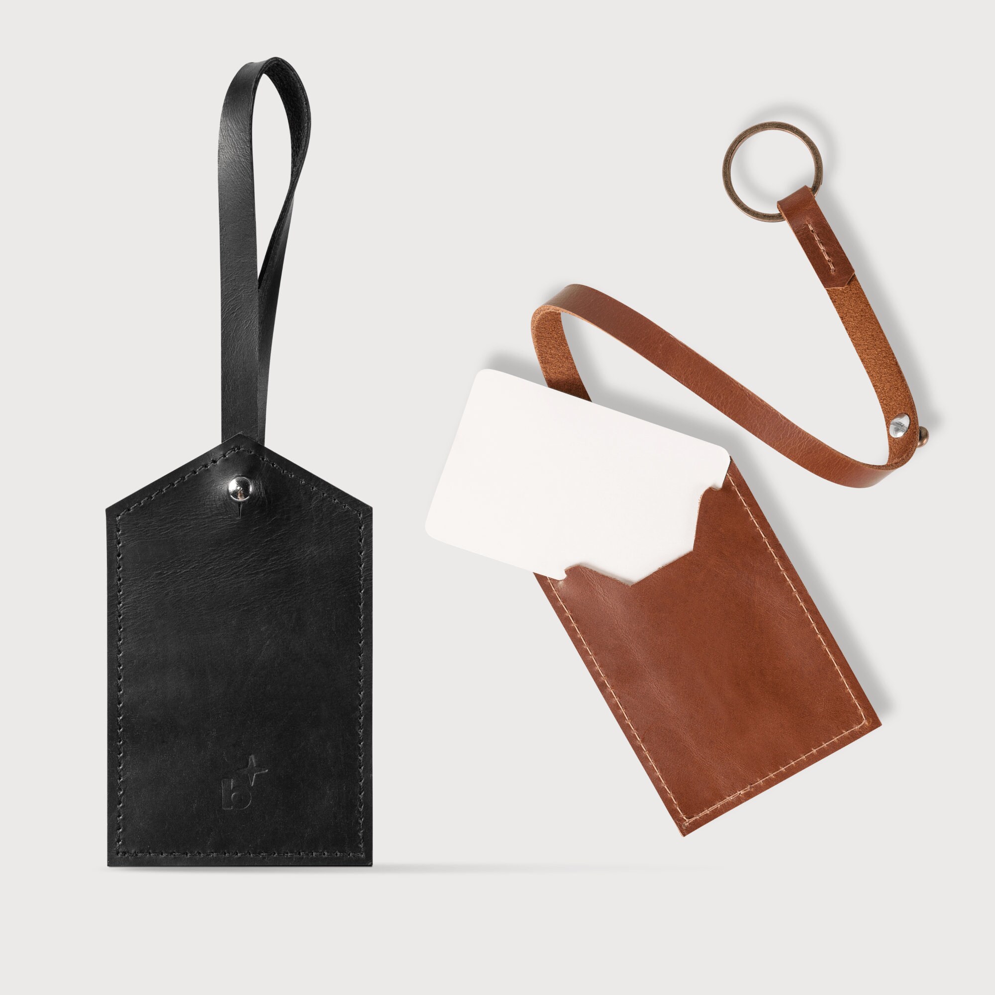 Premium Leather Name Tag Case With Strap Handmade Full Leather Name Tag ...