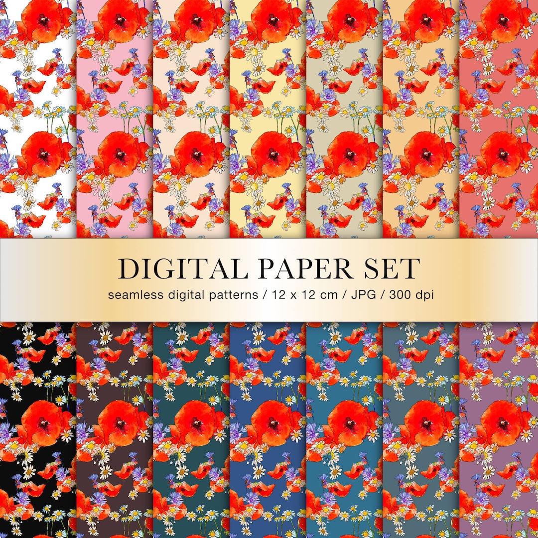 Poppy Pattern, Seamless Pattern, Digital Download Paper, Seamless ...