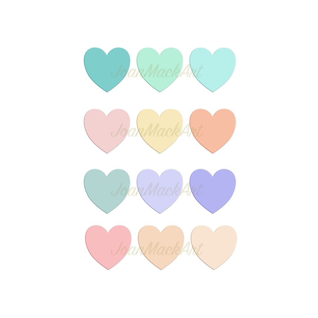 Heart Clipart Digital Download Valentine's Day Stickers Colorful Heart ...