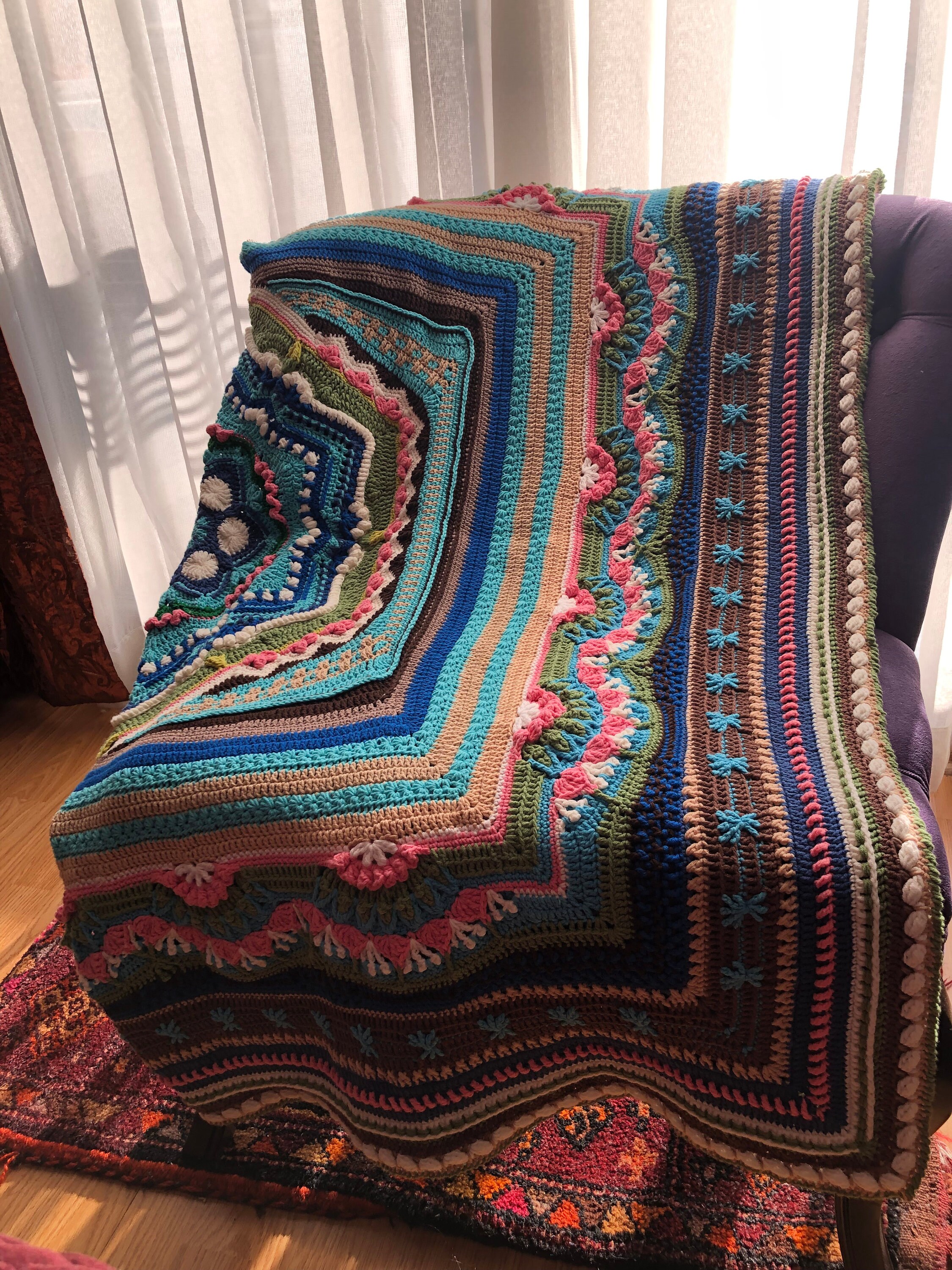 Crochet Afghan Blanket, Cosmic CAL Blanket, Ready to Ship - Etsy