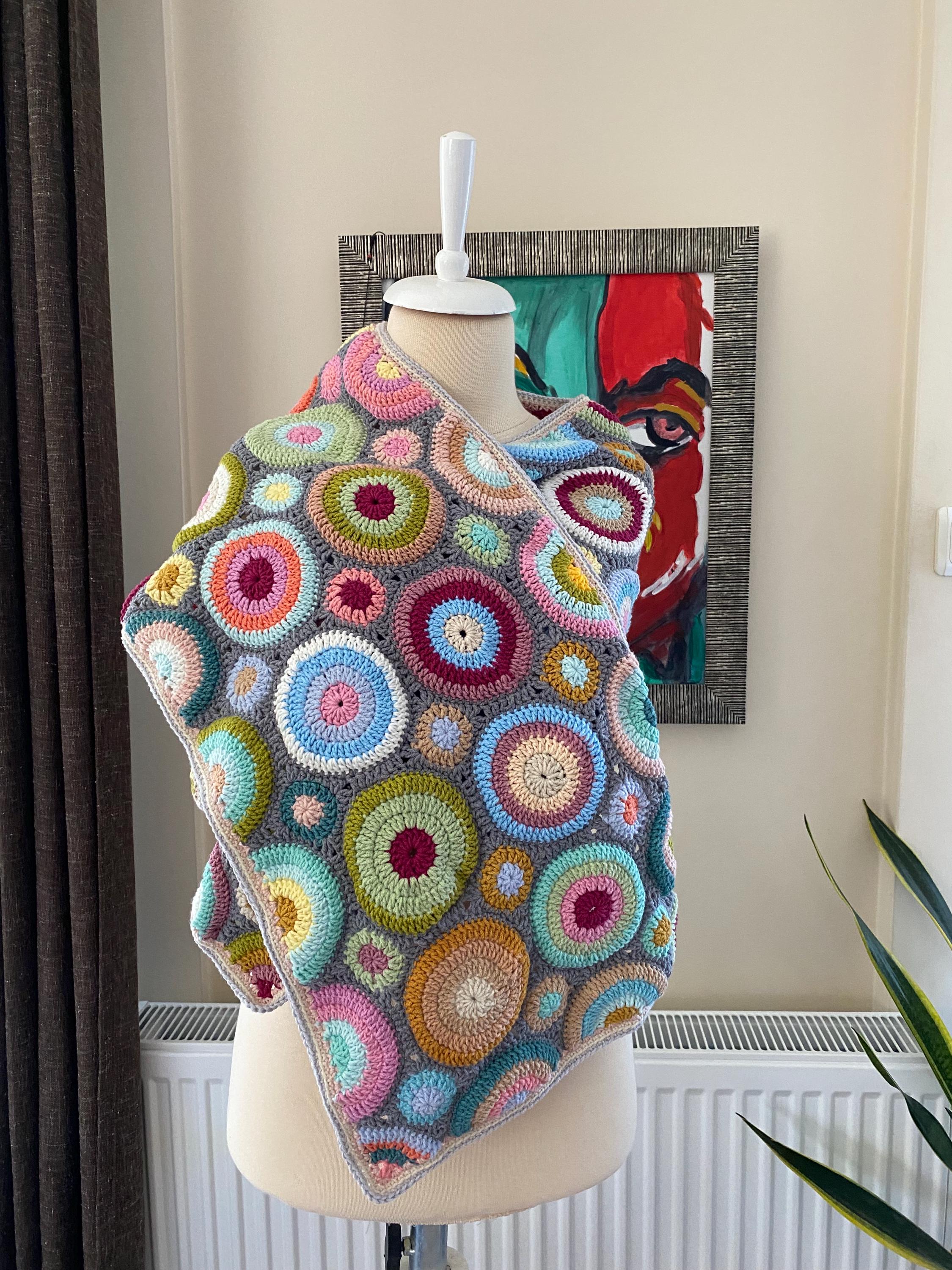 Magic Circles Crochet Scarf, Ready to Ship, Colorful and Unique Crochet ...