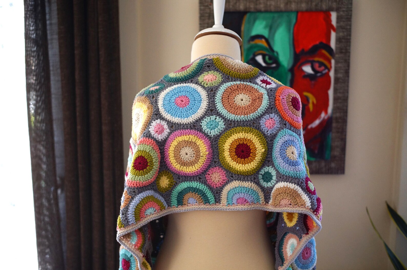 Magic Circles Crochet Scarf, Ready to Ship, Colorful and Unique Crochet ...