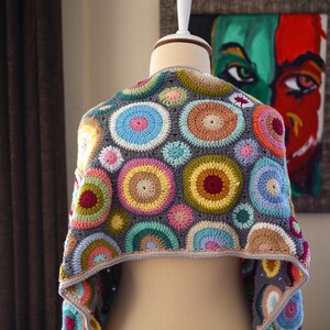 Magic Circles Crochet Scarf, Ready to Ship, Colorful and Unique Crochet ...