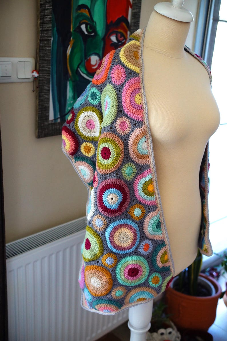 Magic Circles Crochet Scarf, Ready to Ship, Colorful Scarves, Artisan ...