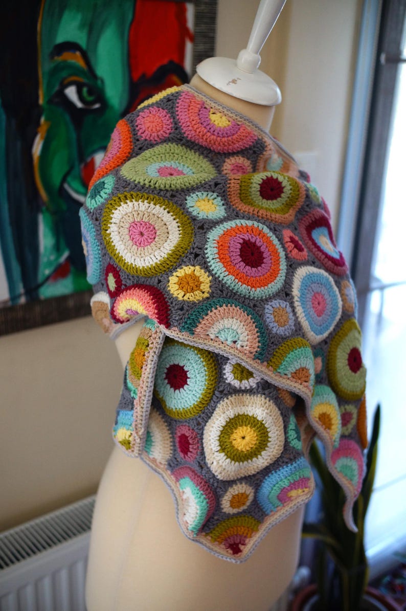Magic Circles Crochet Scarf, Ready to Ship, Colorful Scarves, Artisan ...