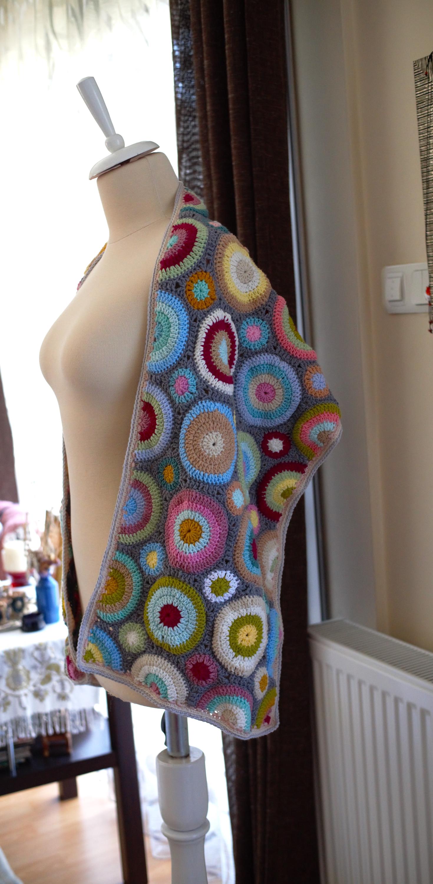 Magic Circles Crochet Scarf, Ready to Ship, Colorful and Unique Crochet ...