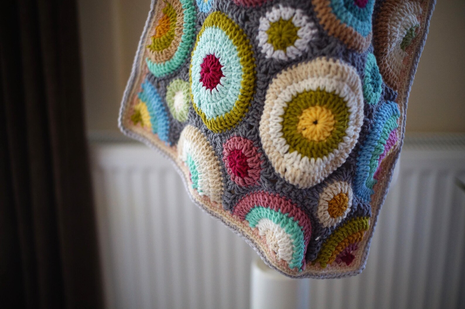 Magic Circles Crochet Scarf, Ready to Ship, Colorful and Unique Crochet ...