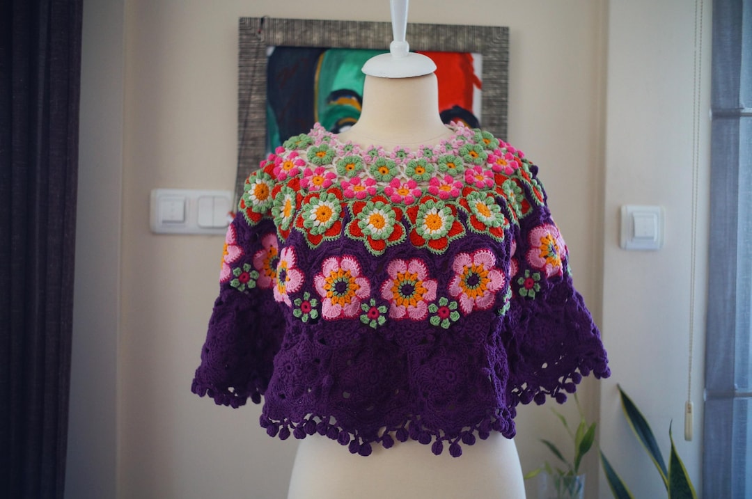 Crochet Floral Capelet Handmade, MADE TO ORDER - Etsy