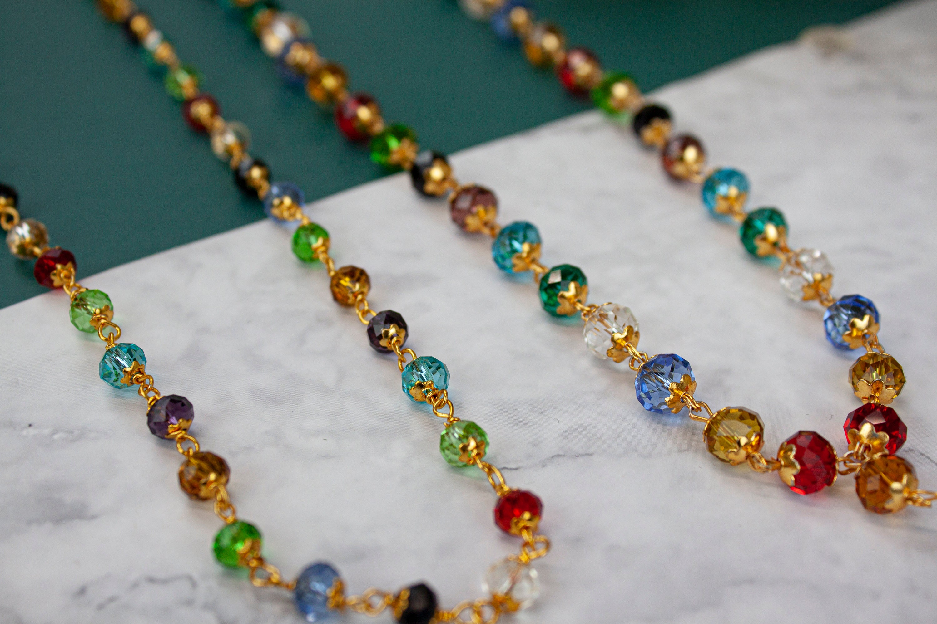 Everyday Bead Necklace Colourful Golden Hnadmade Indian Jewellery ...