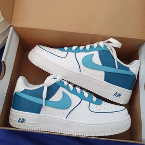 Blue and White Custom AF1 Handmade Personalized Air Force - Etsy