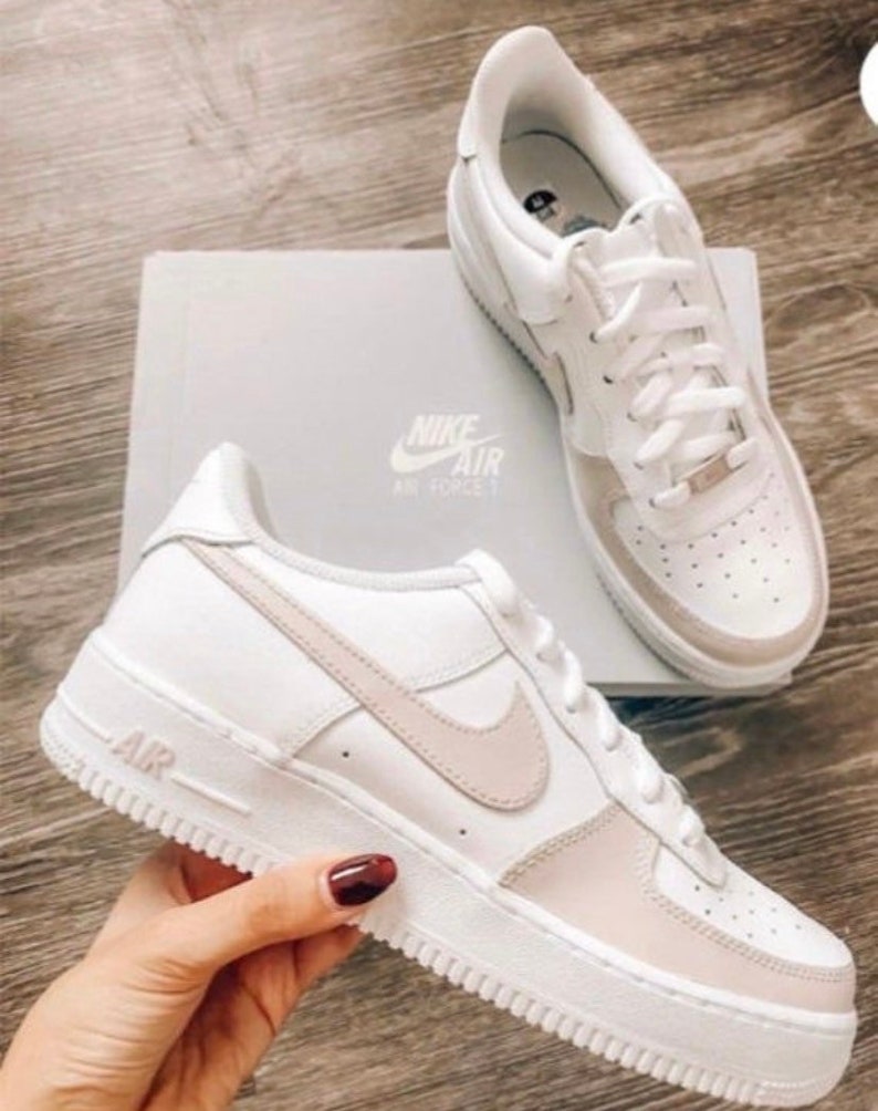 Beige Color Block and Outline Custom AF1 Handmade - Etsy