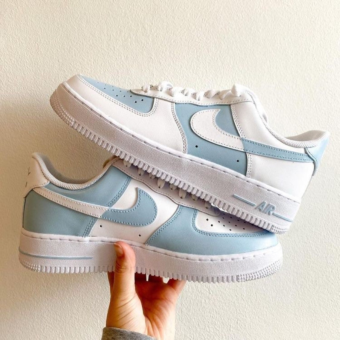 Blue and White Custom AF1, Handmade, Personalized Air Force Ones, White ...