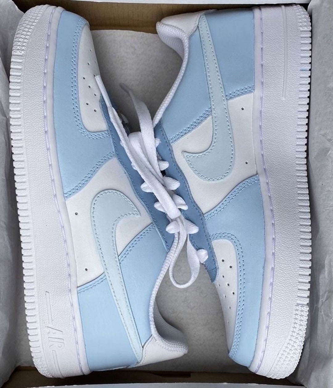 Light Blue Shades Custom AF1, Handmade, Personalized Air Force Ones ...