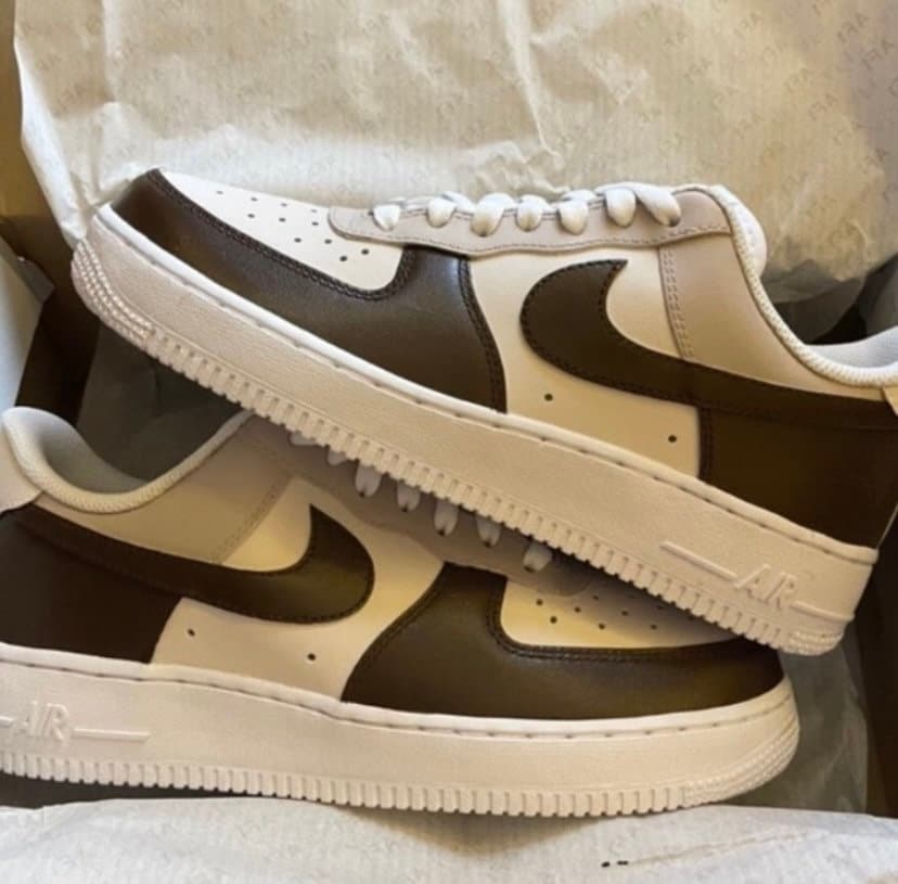 Dark Brown and Beige Custom AF1, Handmade, Personalized Air Force Ones ...