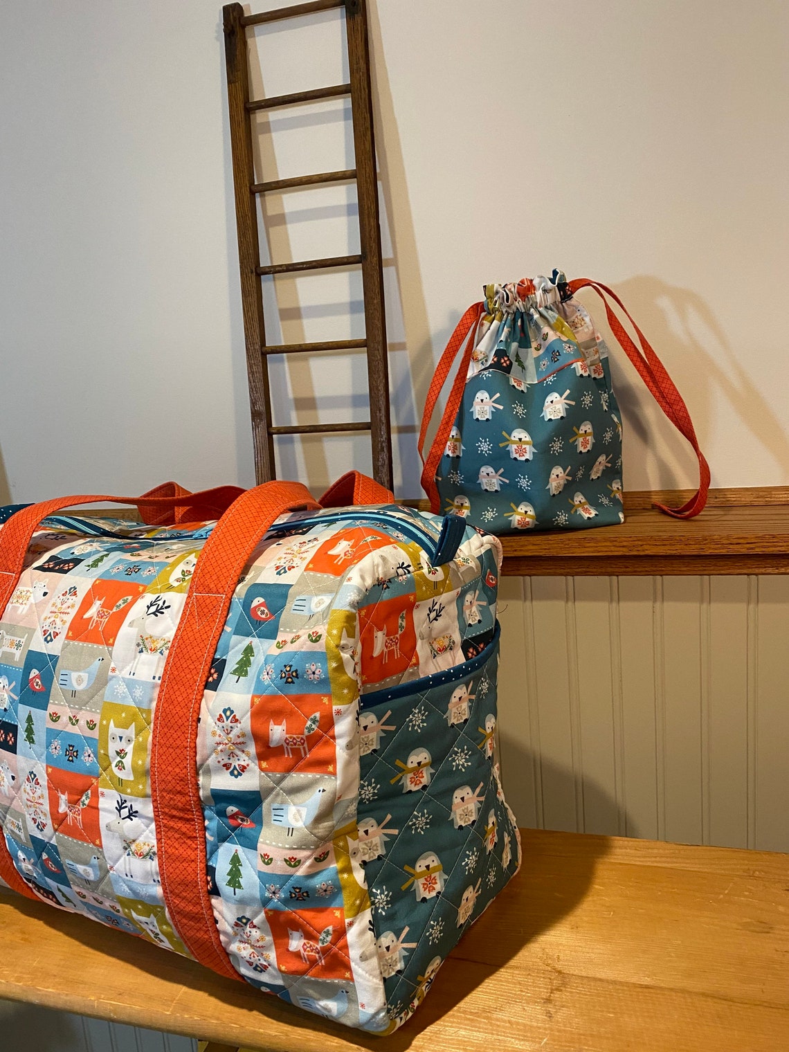 Large Quilted Duffle With Storage Sack, Patchwork - Etsy