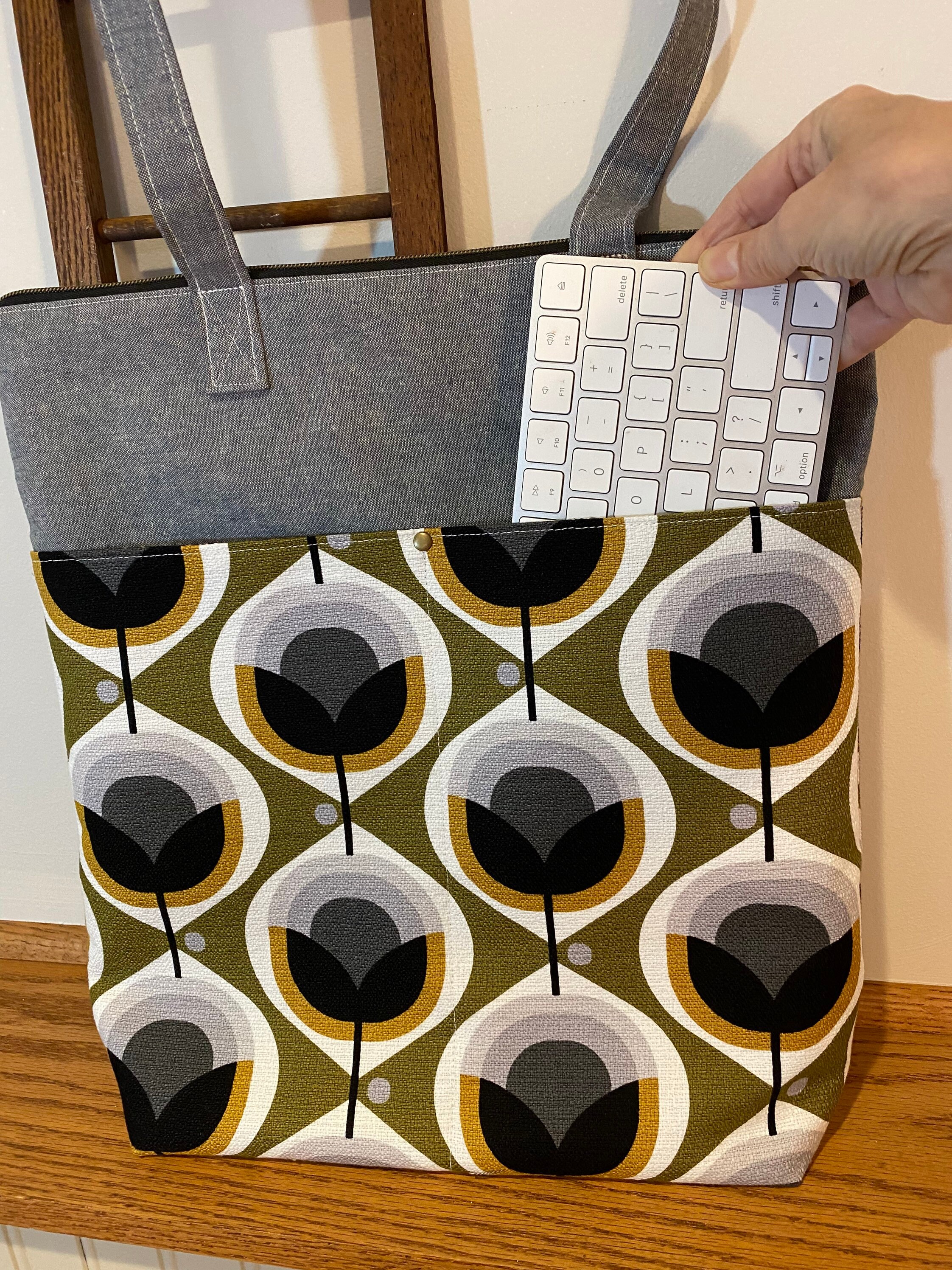 Large Bark Cloth Tote With Essex Linen Purse Laptop - Etsy