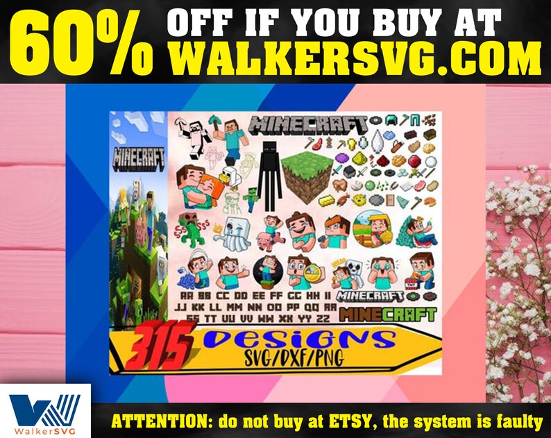 Minecraft DXF for Cricut Minecraft Silhouette | Etsy