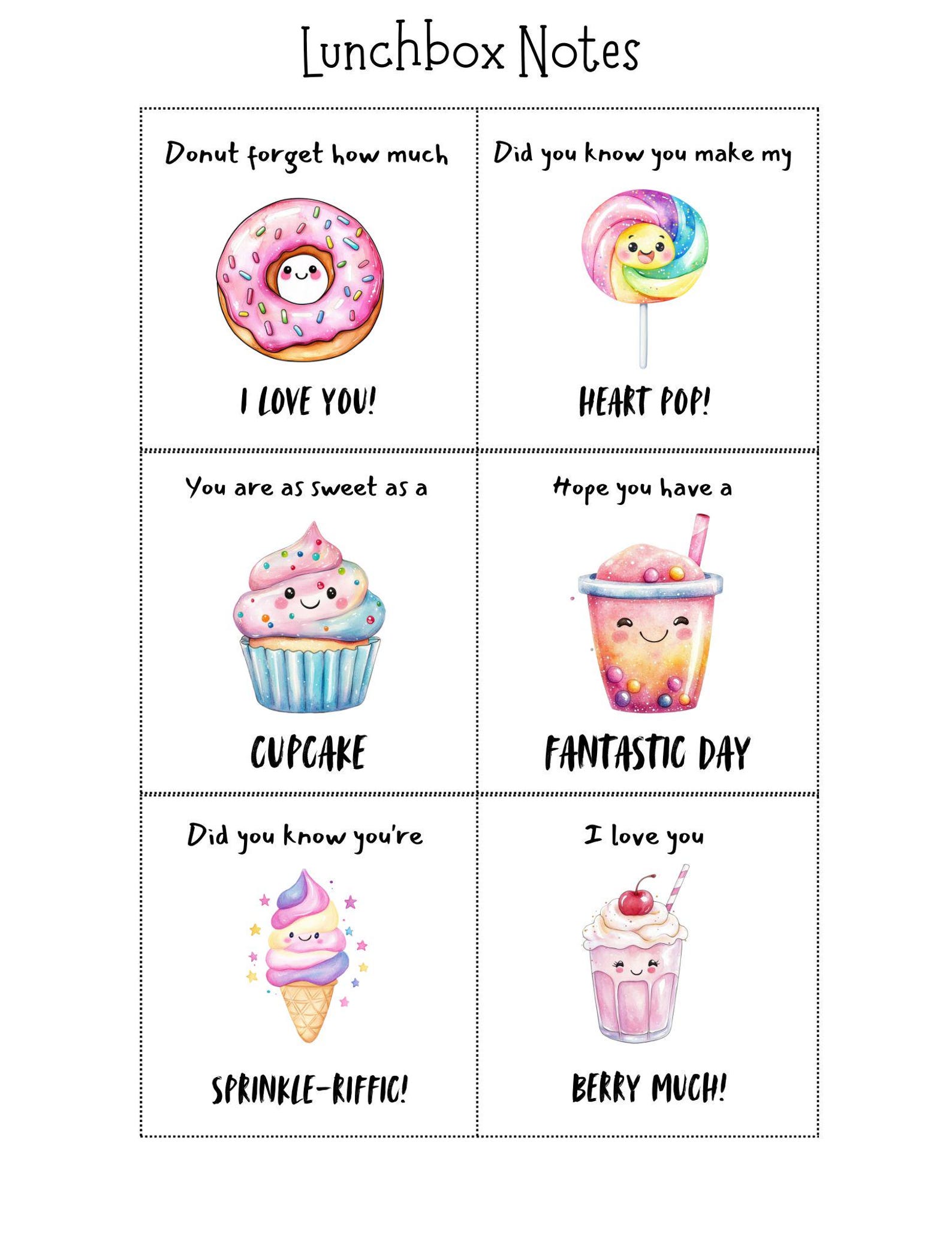 Kids School Lunchbox Notes, Cute Notes, Affirmations, Positive Notes - Etsy
