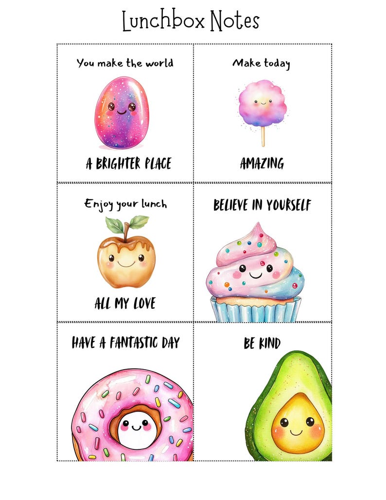 Kids School Lunchbox Notes, Cute Notes, Affirmations, Positive Notes - Etsy